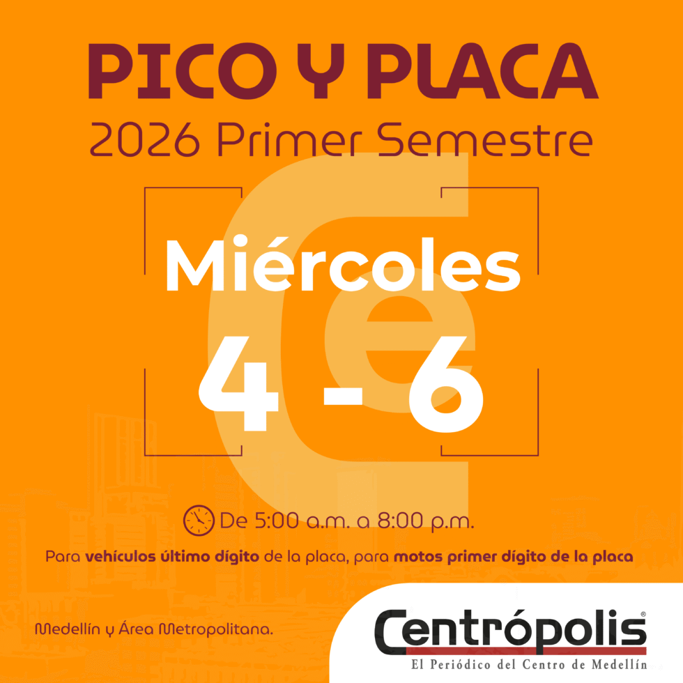 Pico y Placa en Medellín miércoles 25 de marzo de 2026